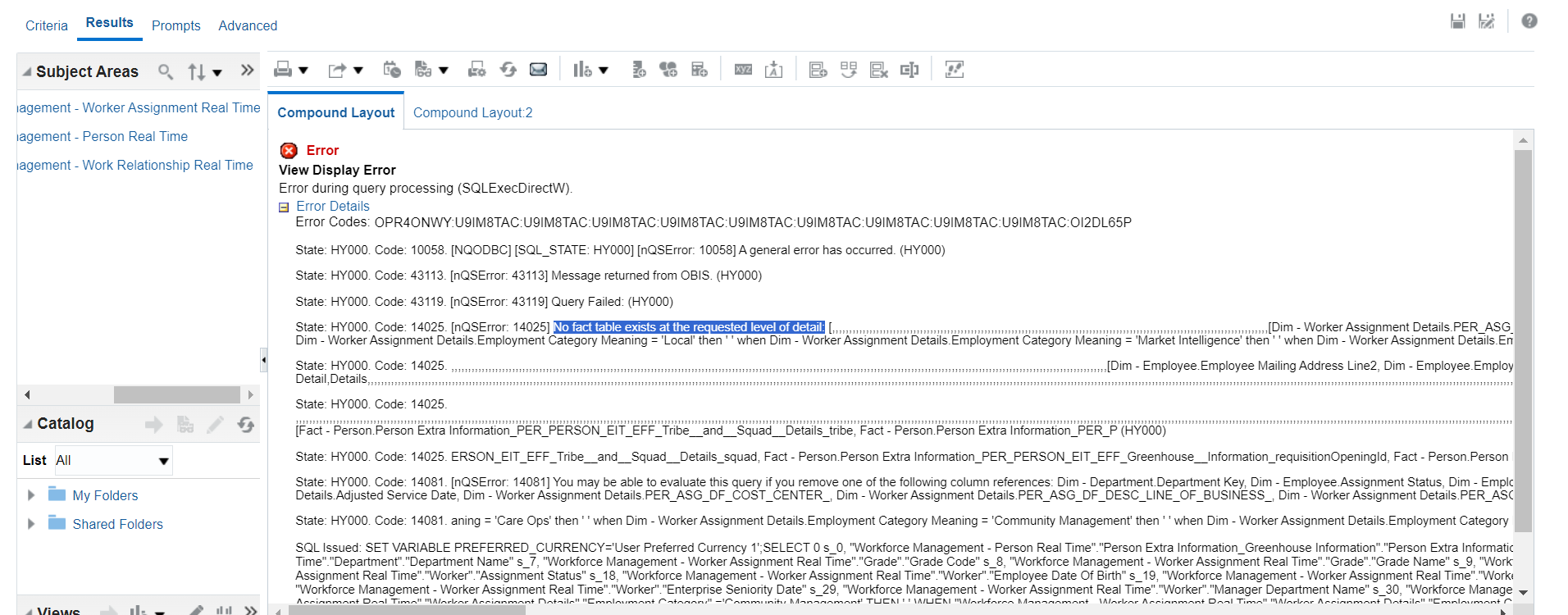 how to join subject area work relationship real time with worker assignment real time — Cloud ...