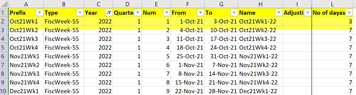 How to create 53 Weeks Calendar plus Adjusting Period — Cloud Customer ...
