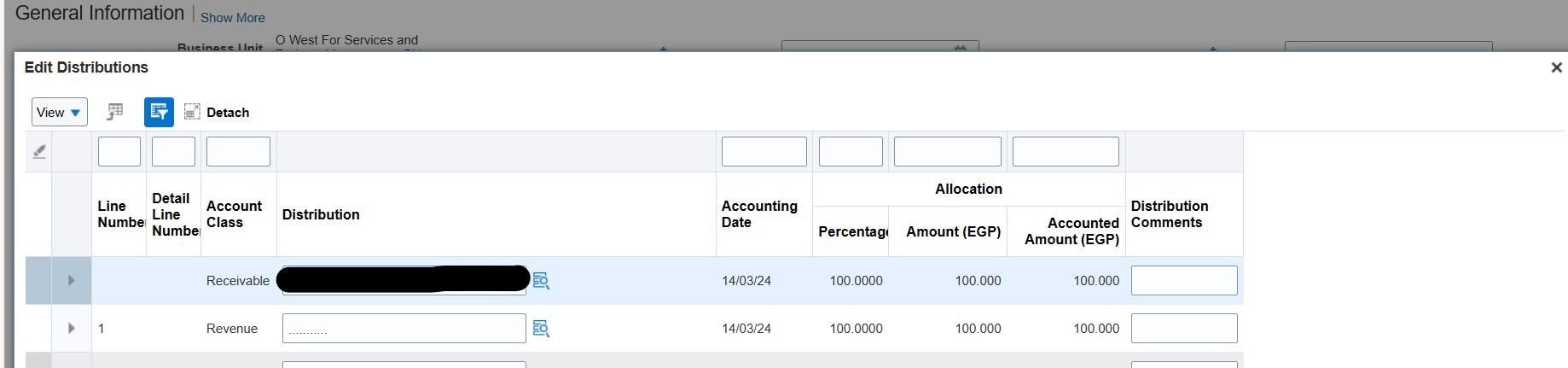 How to provide default revenue segment of chart of accounts for ...