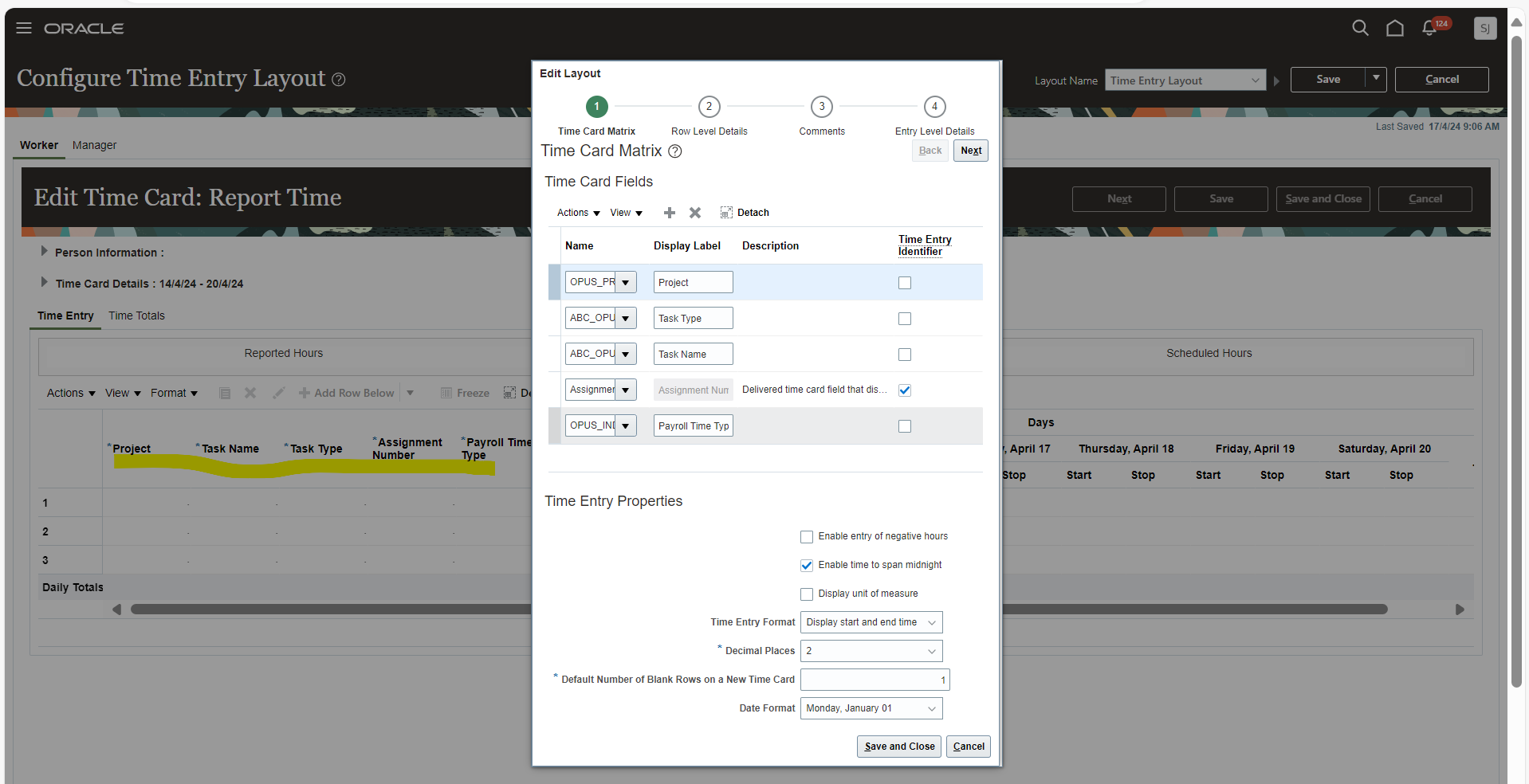 Some Time Entry Layout Components Are Showing As Mandatory Which Should Be Non Mandatory — Cloud
