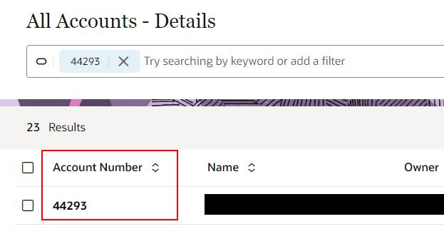 Account column "Party Number" label "Account Number" display "Registry ID" on some Redwood pages ...