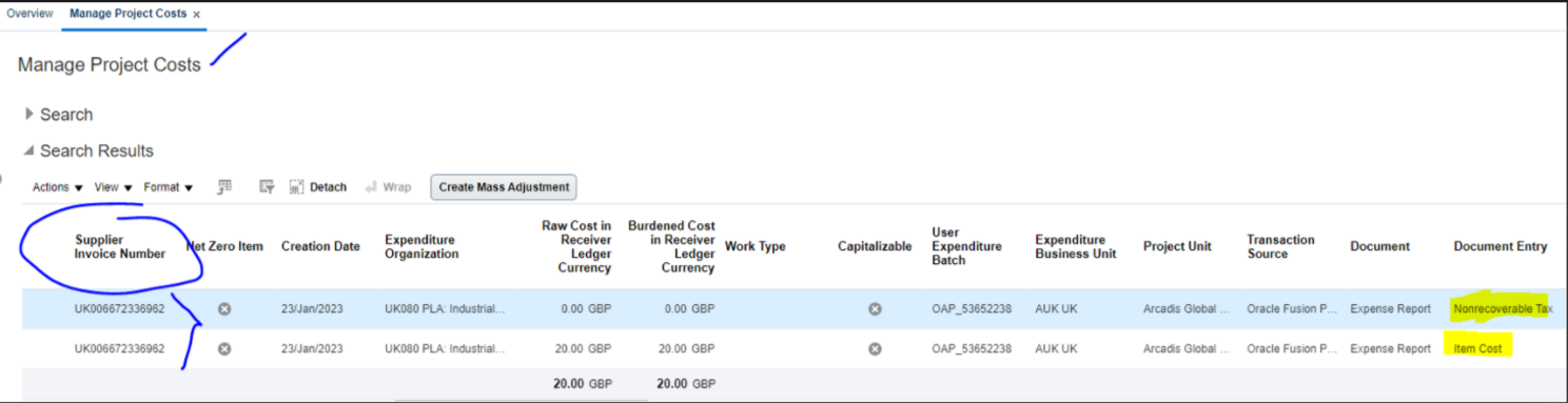 Import Costs from Payables Invoice with Non-recoverable Tax with Zero 0 ...