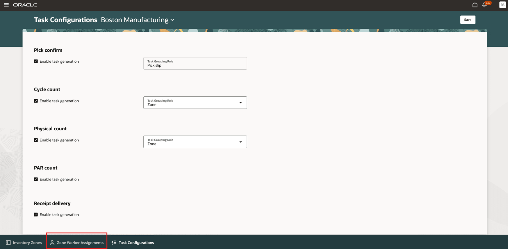 Unable To See “zone Worker Assignment” Option In Advance Inventory 4480