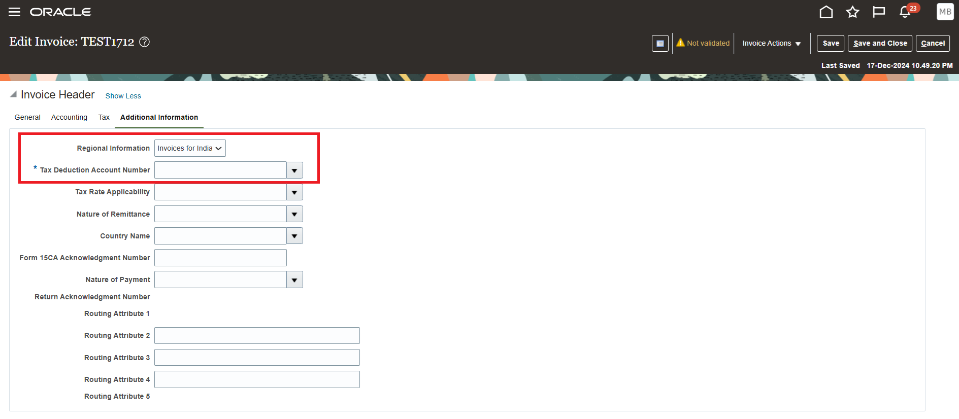 How To Default The Tax Deduction Account Number In The Invoice Header