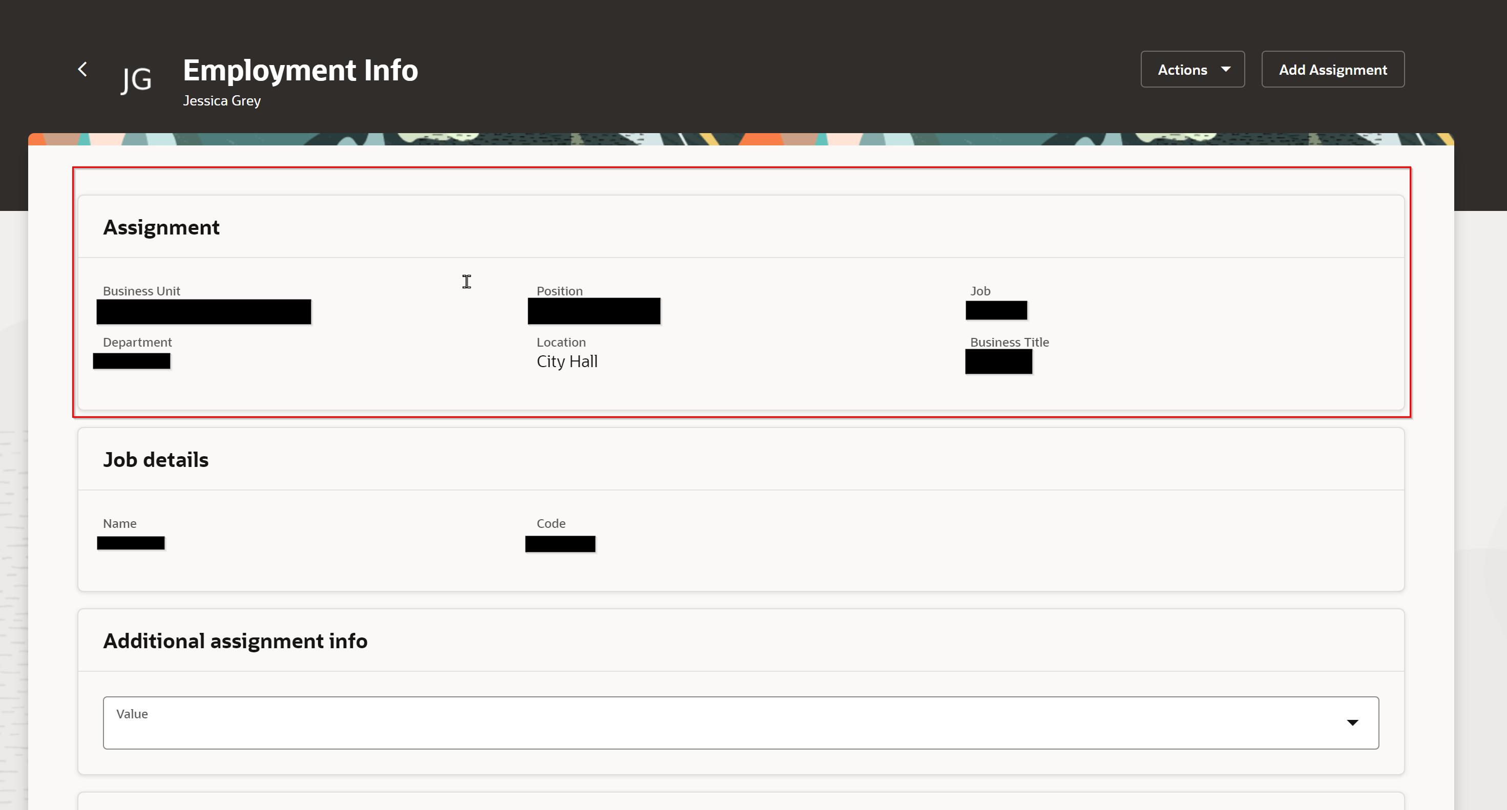 Enabled Redwood But The Employment Info Page Is Not Showing All Assignment Fields — Cloud