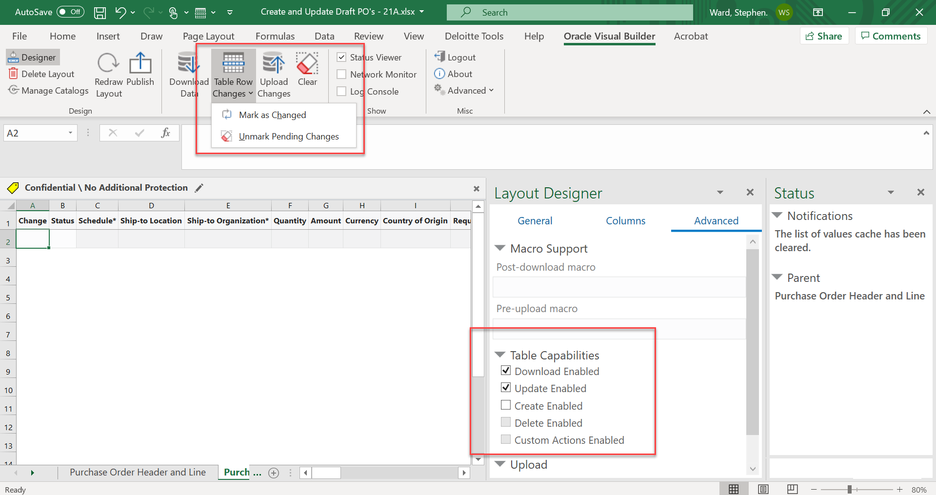 How To Enable Insert Row With Table Row Changes For PO Schedule And Disctributions 
