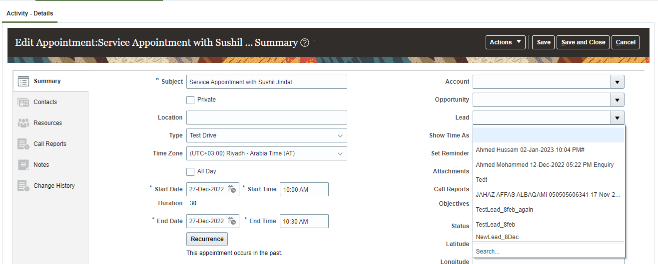 How to enable lead creation from activity page — Cloud Customer Connect