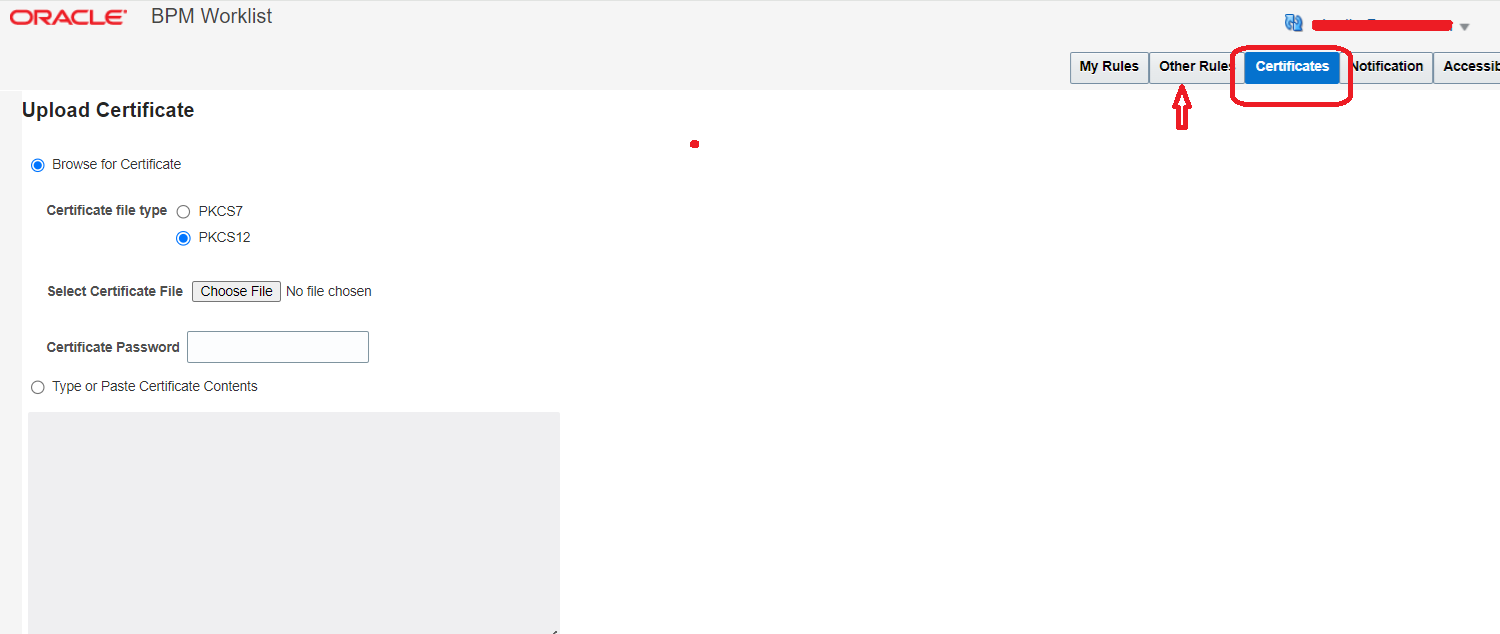 Navigation Bpm Worklist Preferences Certificates — Cloud Customer Connect