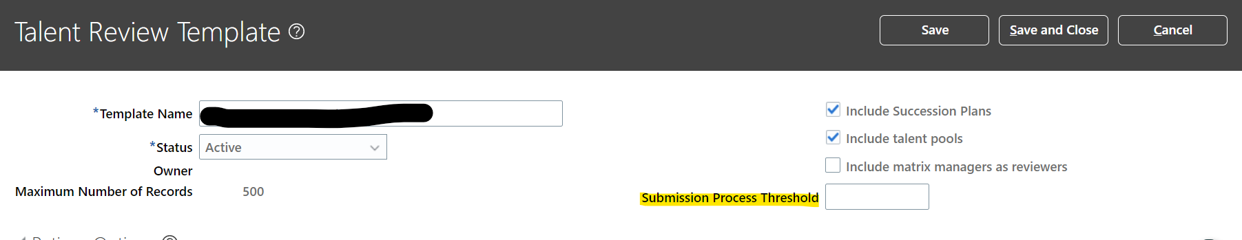 Submission Process Threshold Field In Talent Review Template — Cloud Customer Connect