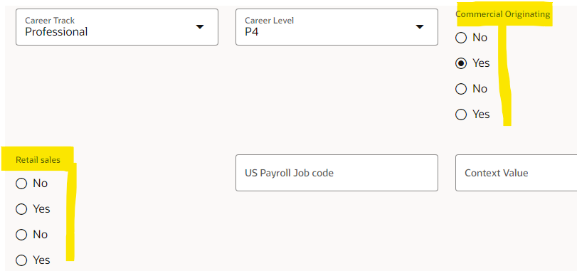 DFF Radio Button group List of value issue — Cloud Customer Connect