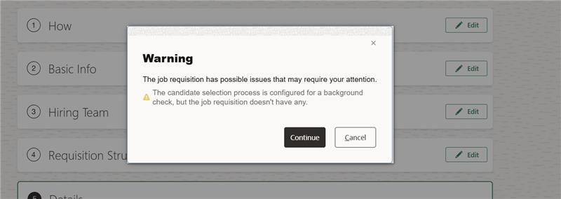 Error message while creating job requisiton — Cloud Customer Connect