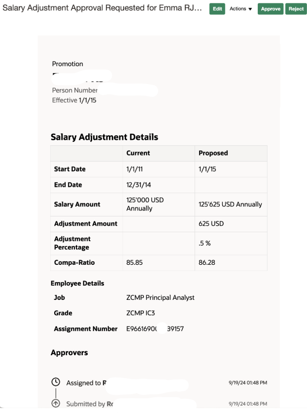 how to change the approval notification UIfor workforce compensation ...