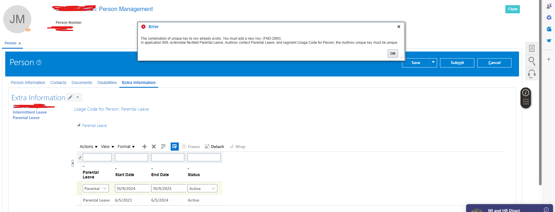 The combination of unique key to row already exists. You must add a new row. (FND-2905) — Cloud ...