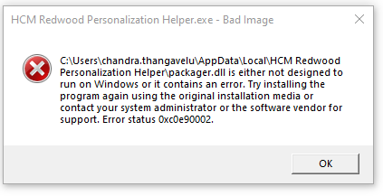 Getting Error when try to install the HCM Redwood Personalization ...
