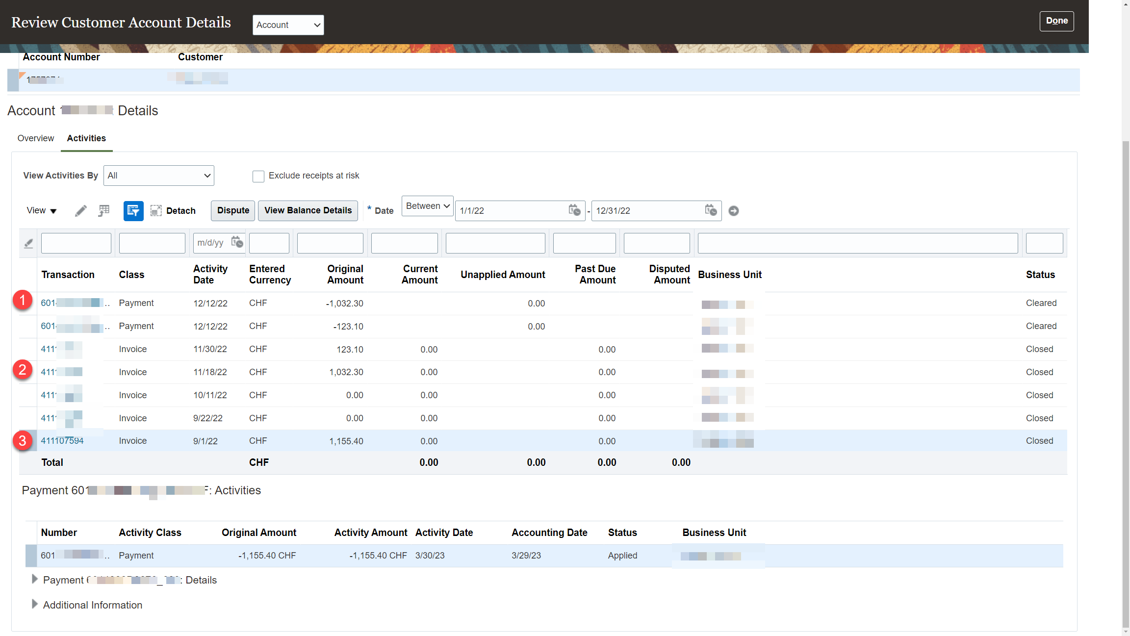 Review Customer Account Details Doesn T Show All Transactions — Cloud Customer Connect