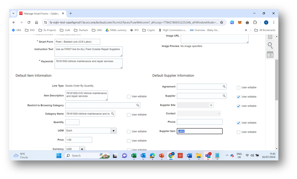 Supplier Item Is Not Defaulting In Smart Form From Smart Form Configurations In Rssp — Cloud