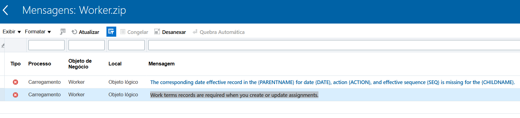 Worker - HDL error for update Position in the employee — Cloud Customer Connect