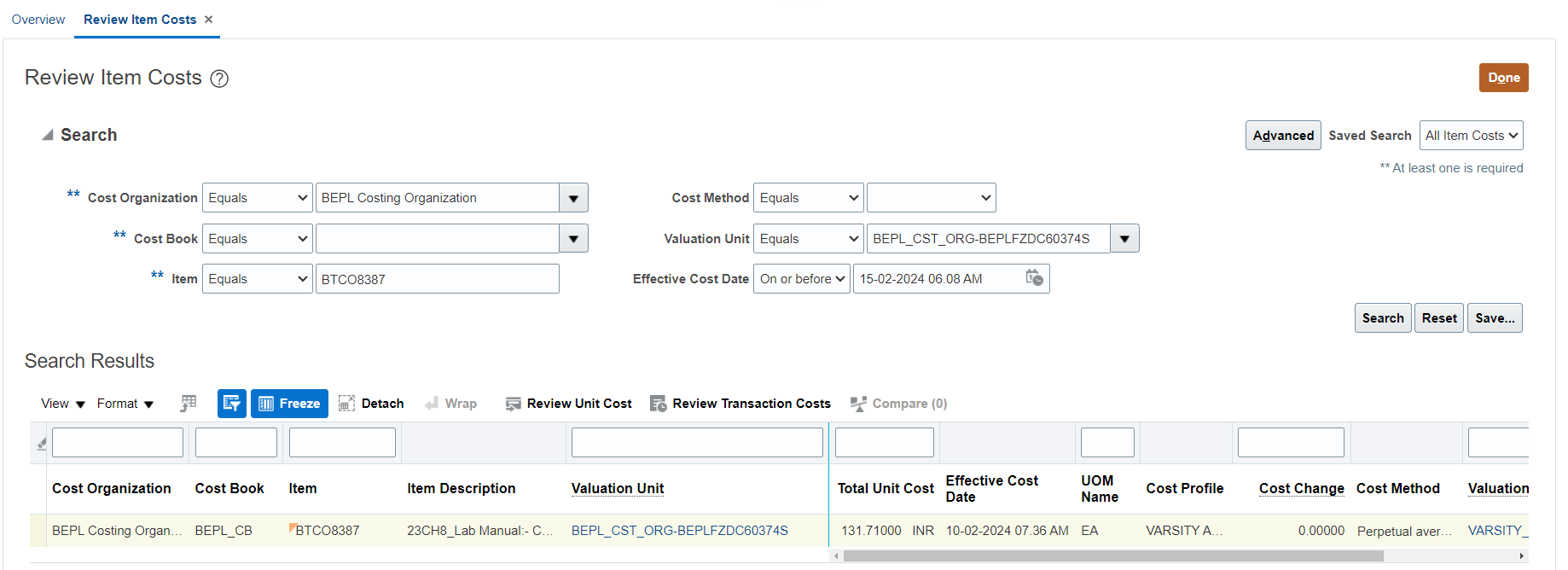 During which process the Unit cost will get updated in the Costing back ...