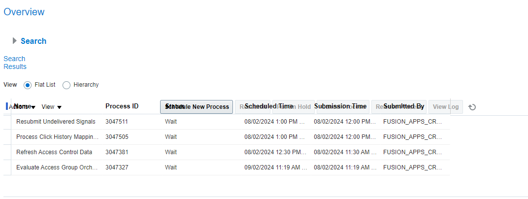 Schedule process page is not working correctly — Cloud Customer Connect