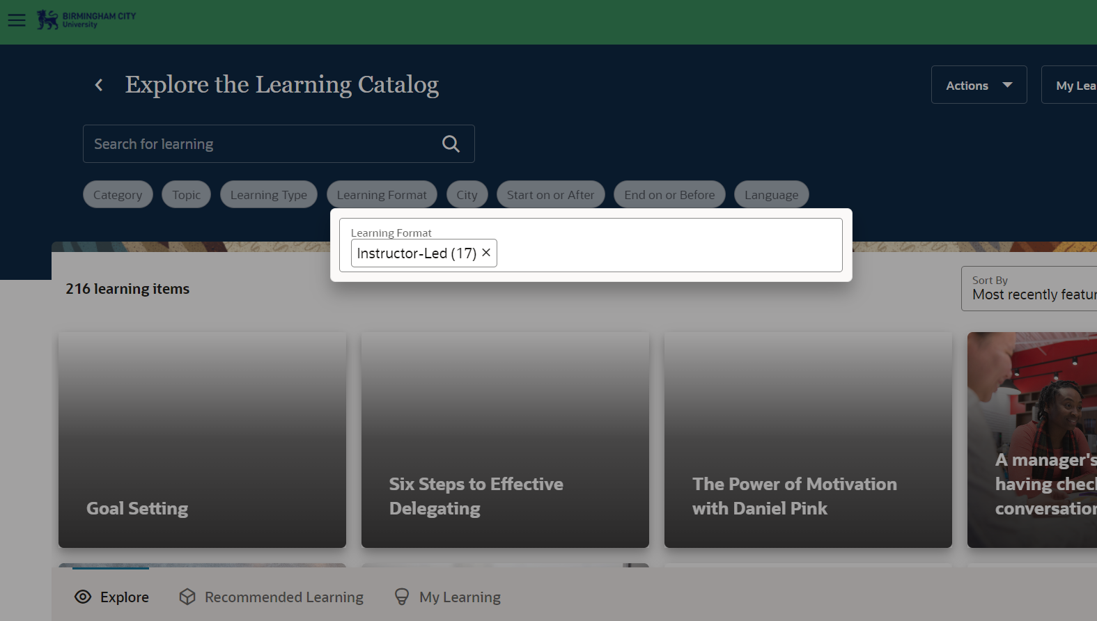 Redwood Learner Ui Expected Behaviour When Using Catalogue Filters — Cloud Customer Connect
