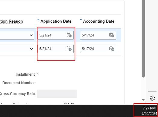From where the Receipt application date is defaulting? — Cloud Customer ...