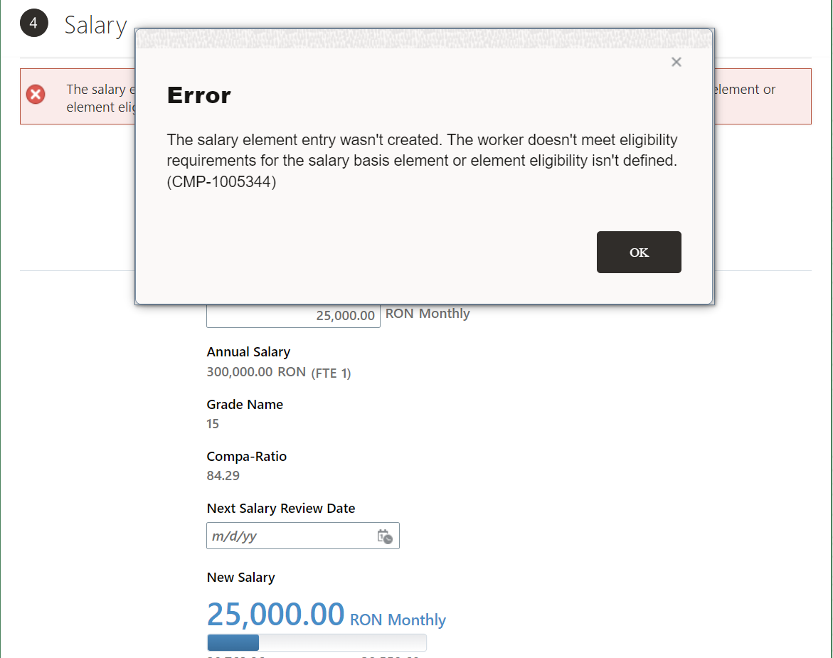 While filling the Salary section in the Offer Letter creation page ...