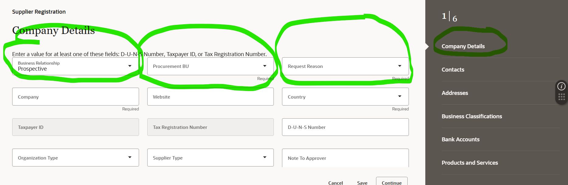 Set default Value for the procurement BU and request reason field in ...