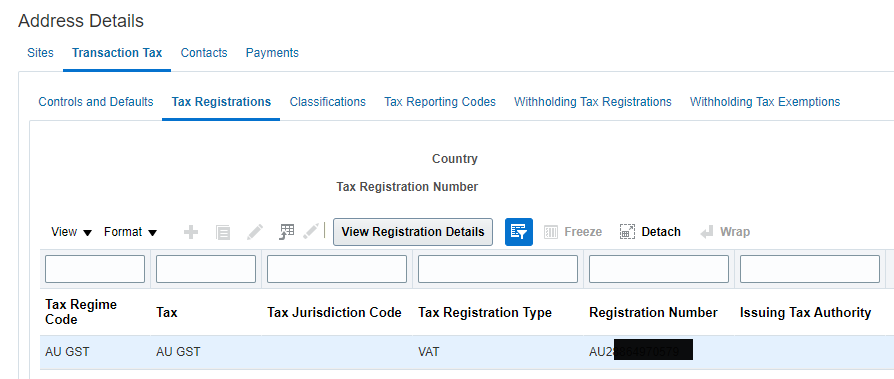 What tables will provide the Supplier Name and Tax Registration Number ...