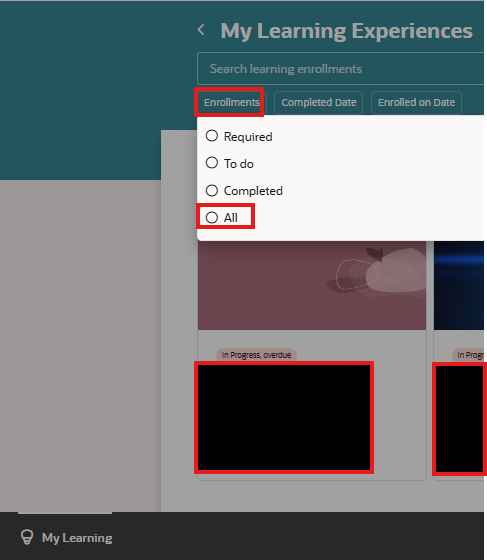 Modification Request for Enrollment Button in My Learning Experience ...