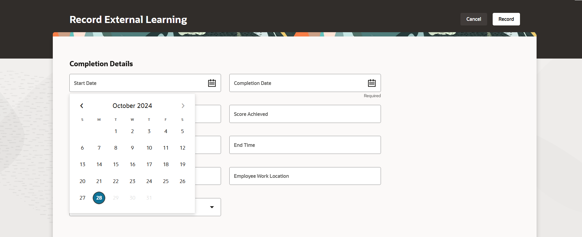 Can we record external learning for Future date — Cloud Customer Connect