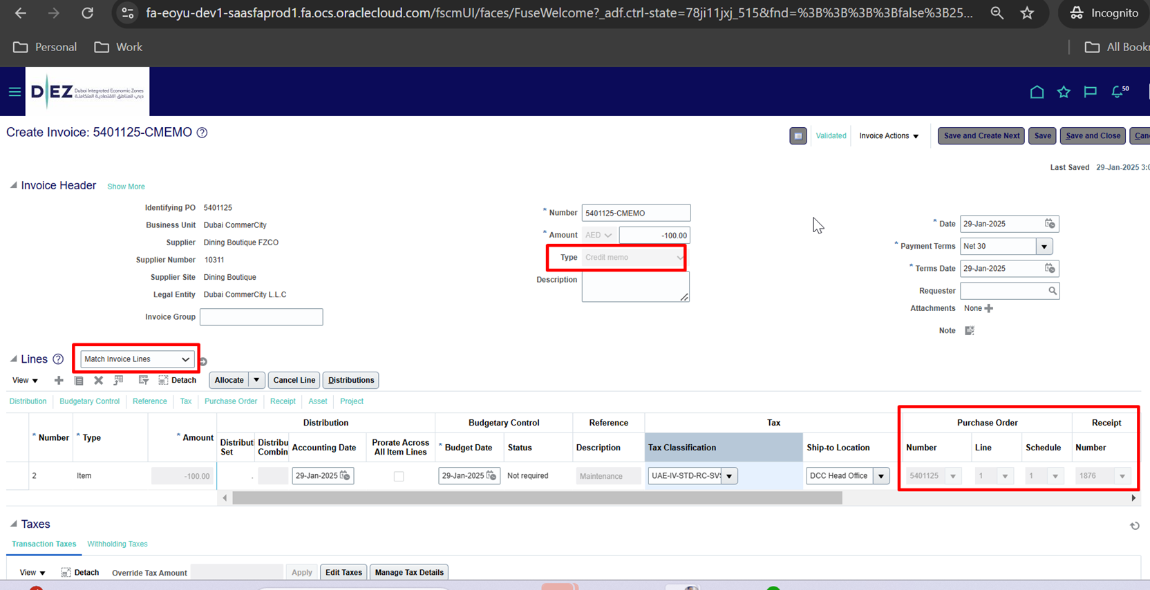 how can we tag the PO for the credit memo AP invoice and what is the ...