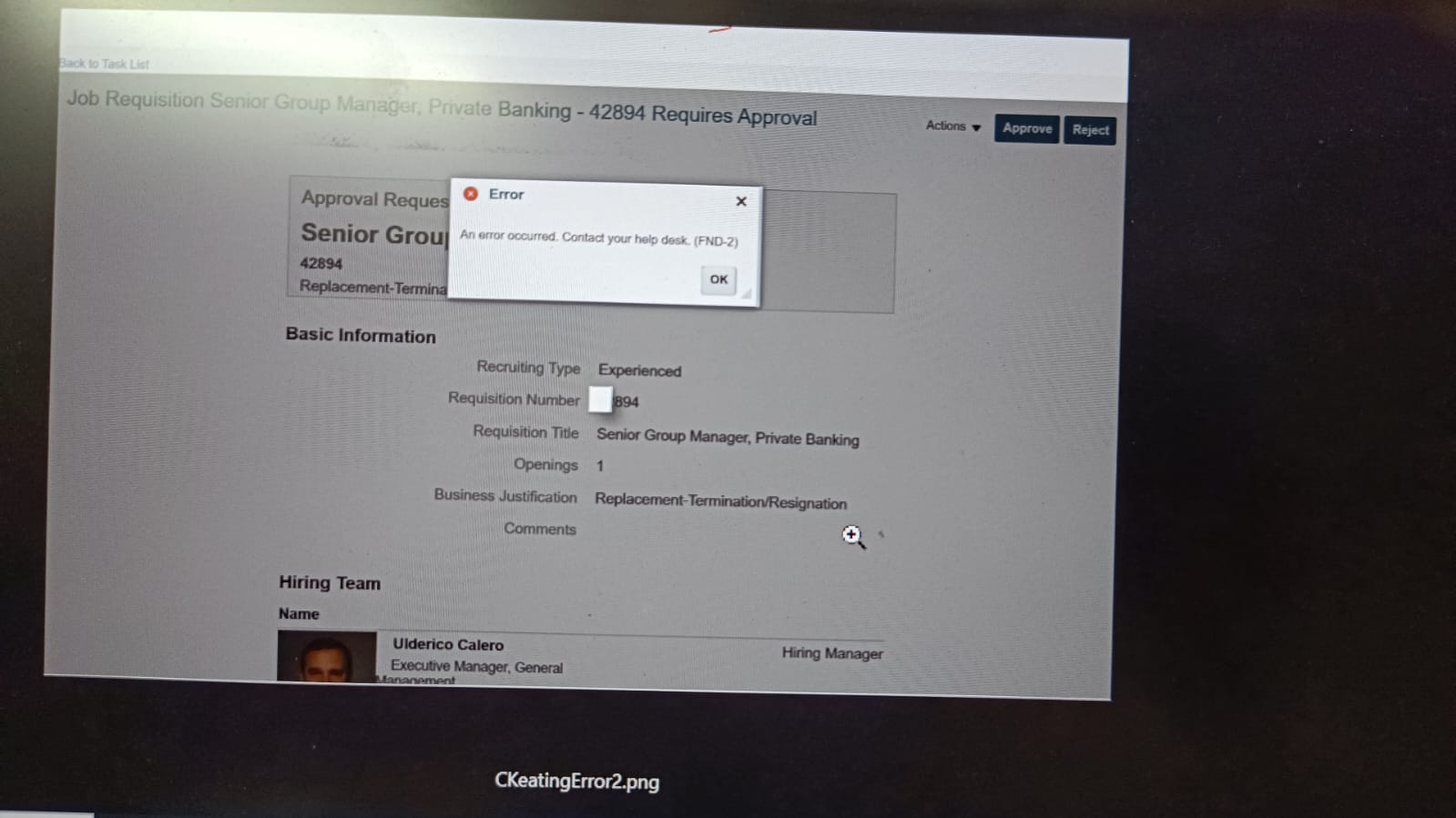While Approving Job Requisition Approval Getting Error An Error Occurred Contact Your Help