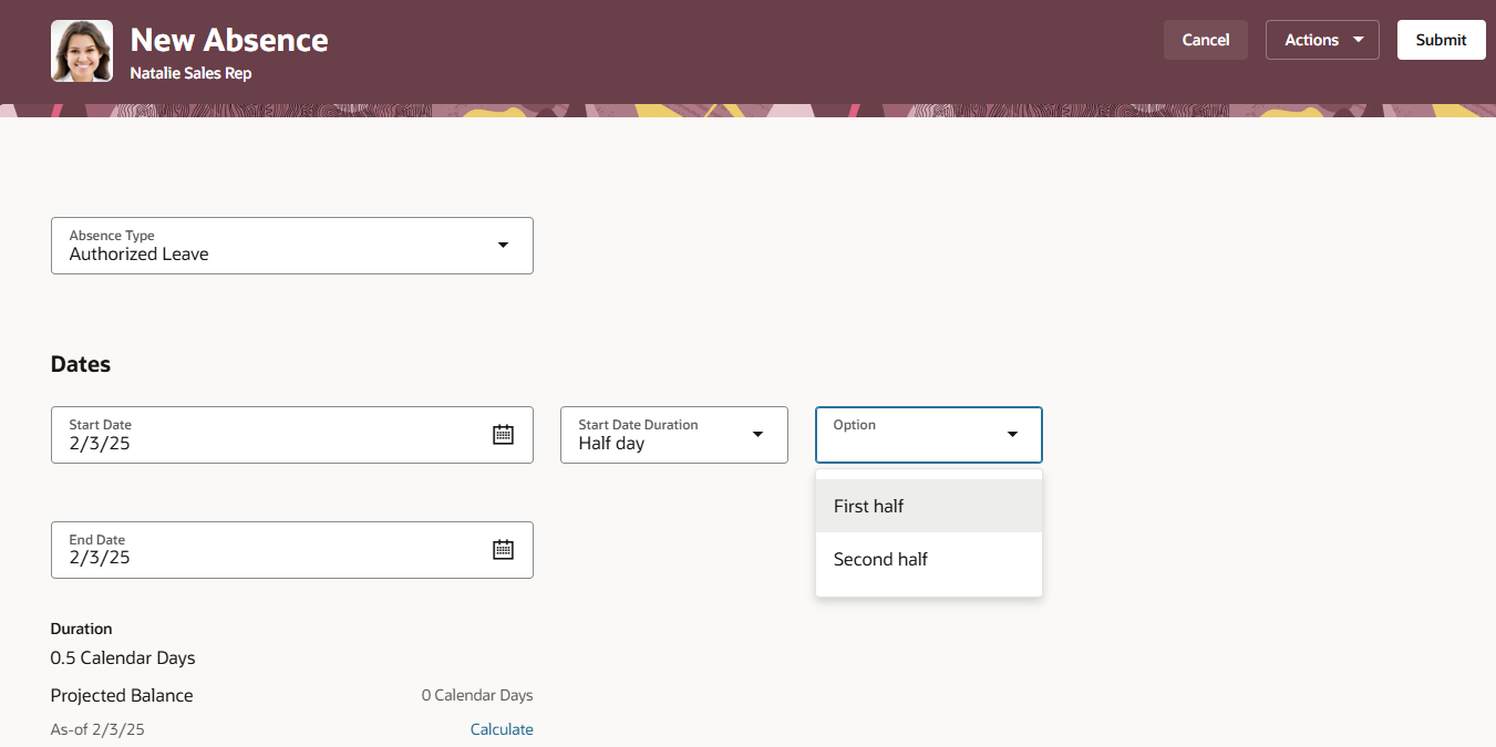 How To Display Absence Half Day Option Field In Absence Approval — Cloud Customer Connect