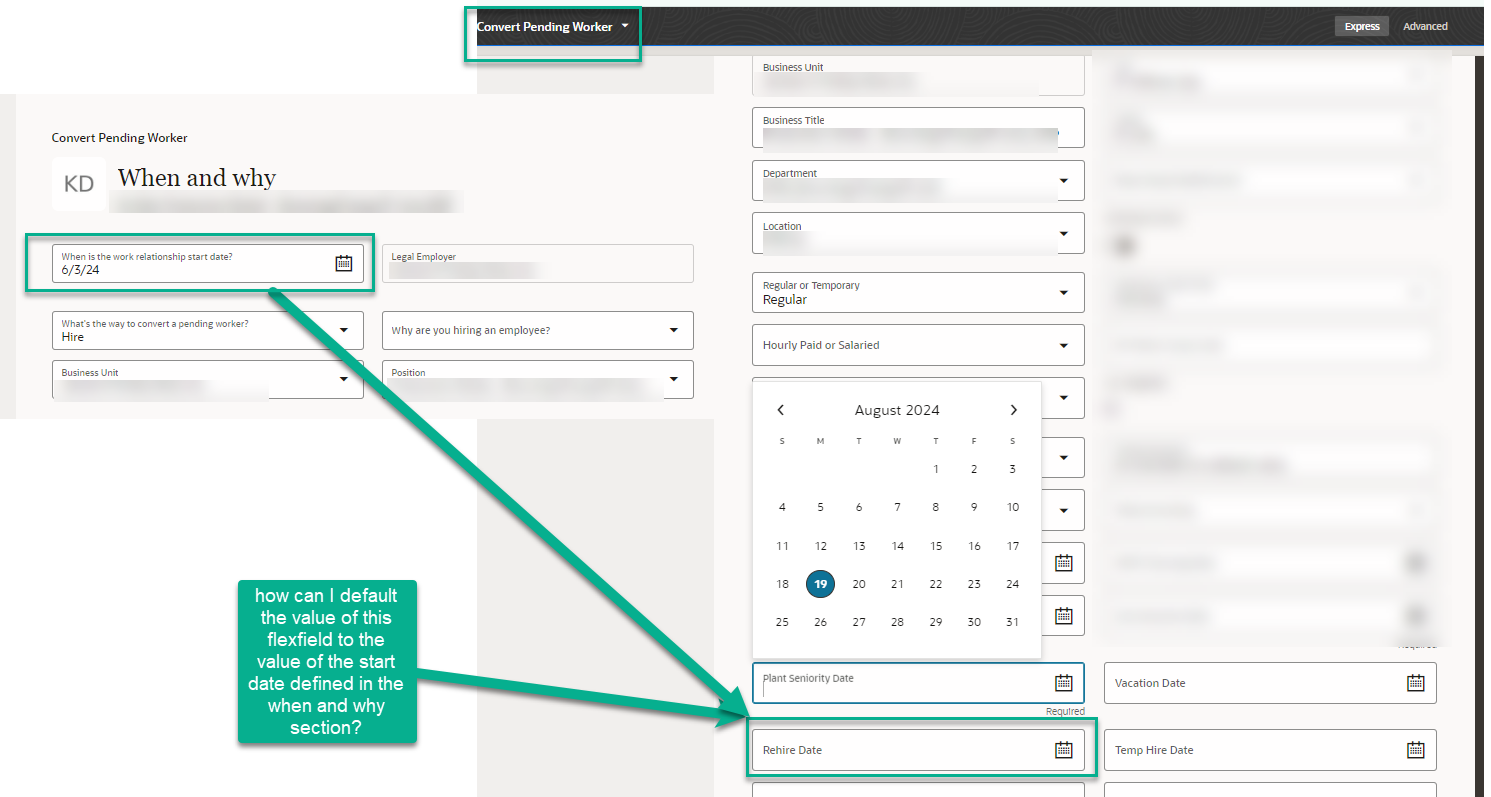 How To Default A Value For A Date Dff In Assignment Region In Redwood — Cloud Customer Connect