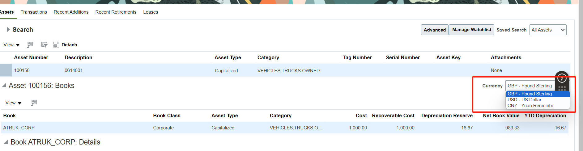How can I view another currency of asset — Cloud Customer Connect