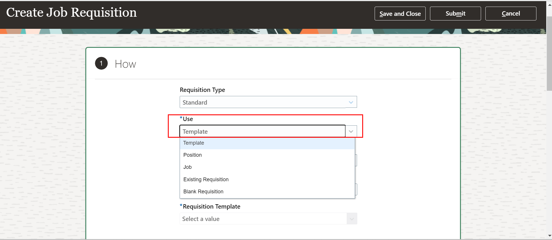 How to Create new value with "use" down menu in requestion template ...