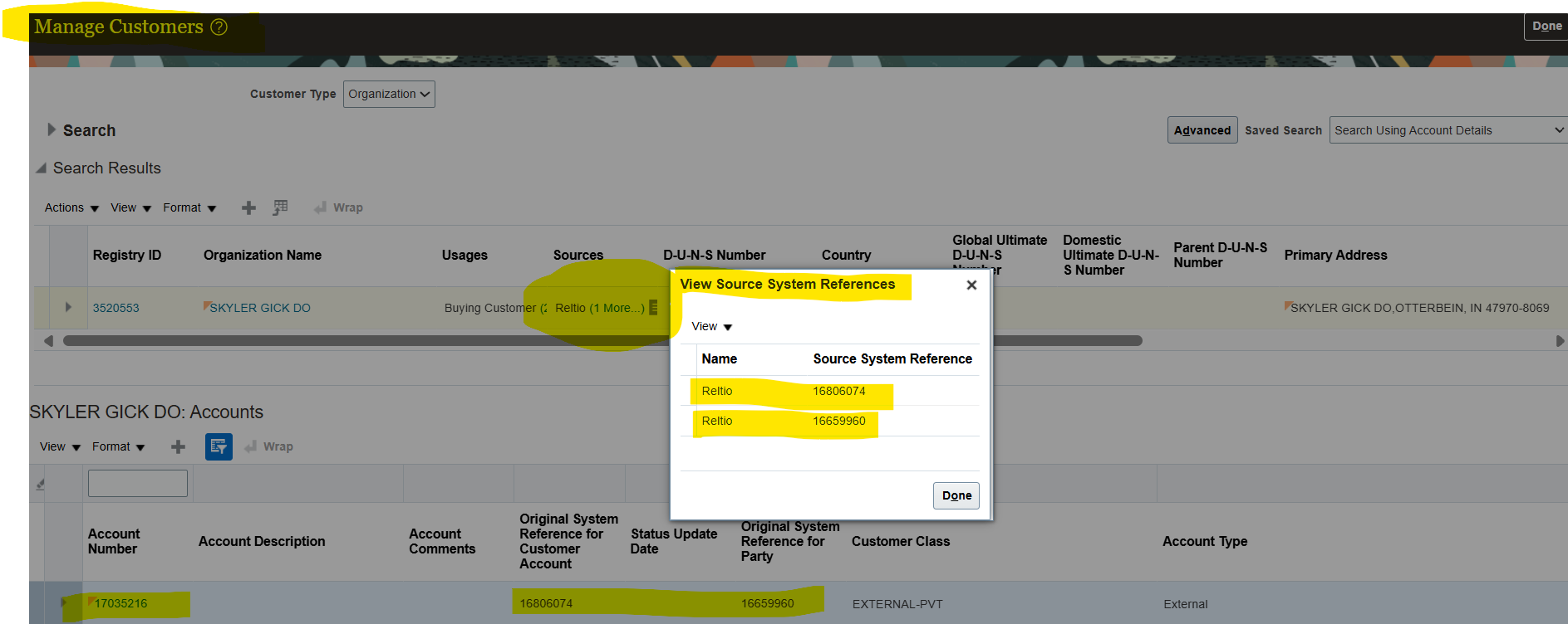 How can update wrong Party -ORIG_SYSTEM_REFERENCE for customer, using FBDI creating new source ...