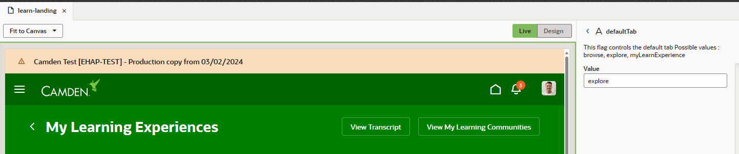 How to change default tab from My Learning to Search for Learner ...