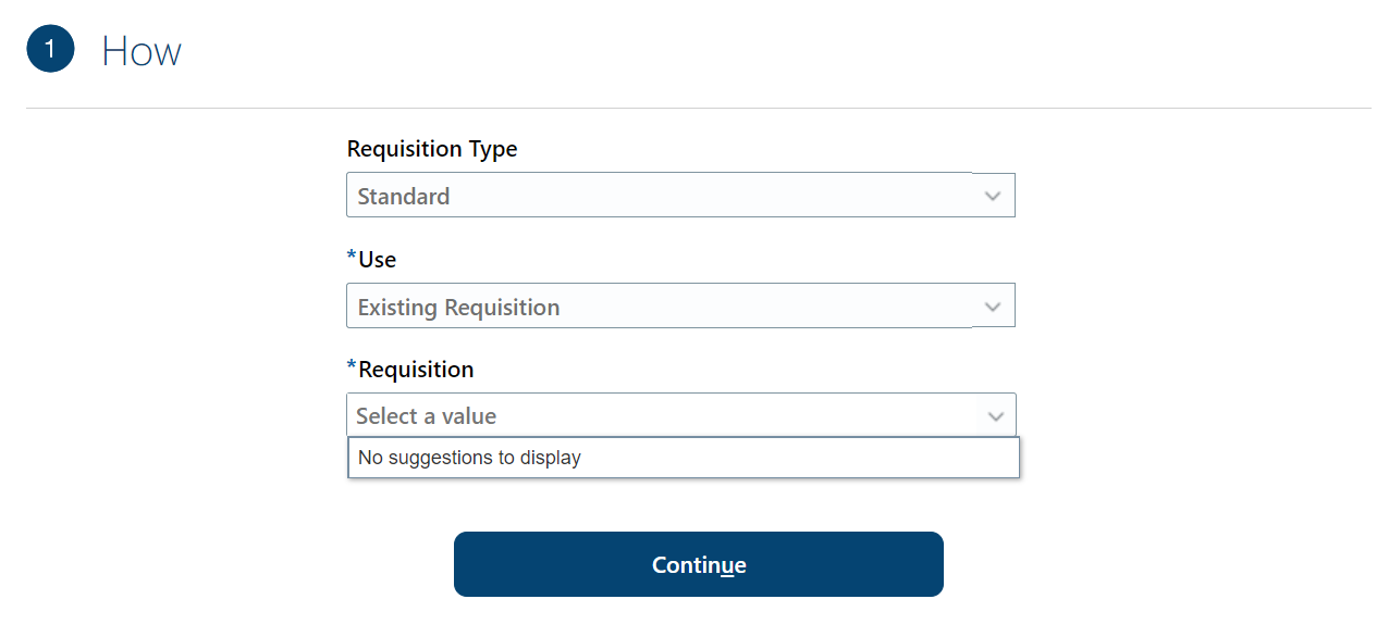 Requisition Drop Down Menu Not Displaying Suggestions When Using Existing Requisitions — Cloud