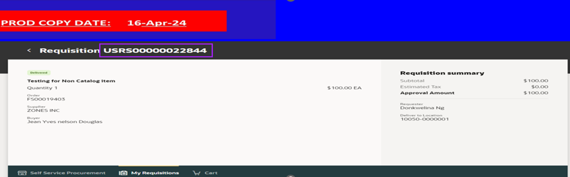 Receipt And Invoice Information Not Available On Requisition In Rssp — Cloud Customer Connect