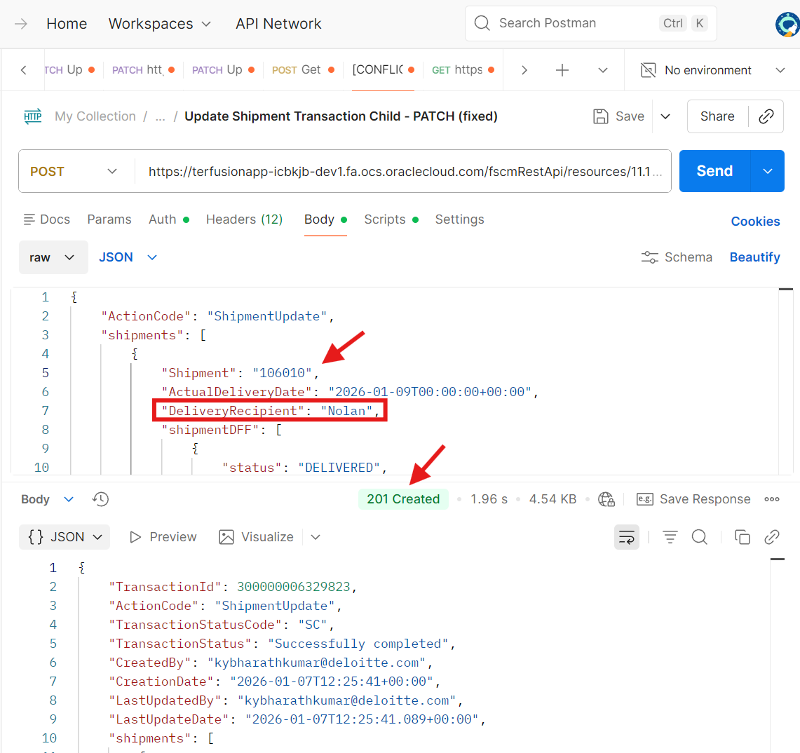Delivery Recipient field was not updatable by using REST API — Cloud ...