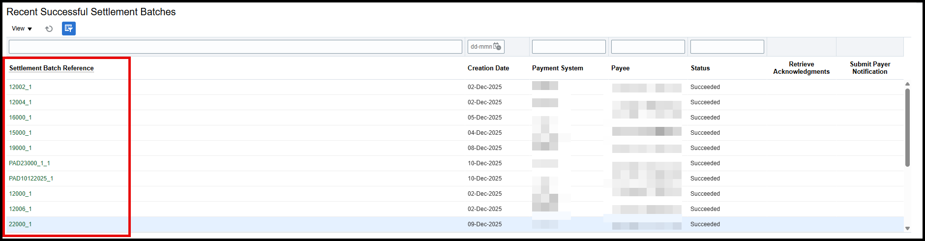 Settlement Batch Reference is not generating in a sequence order ...