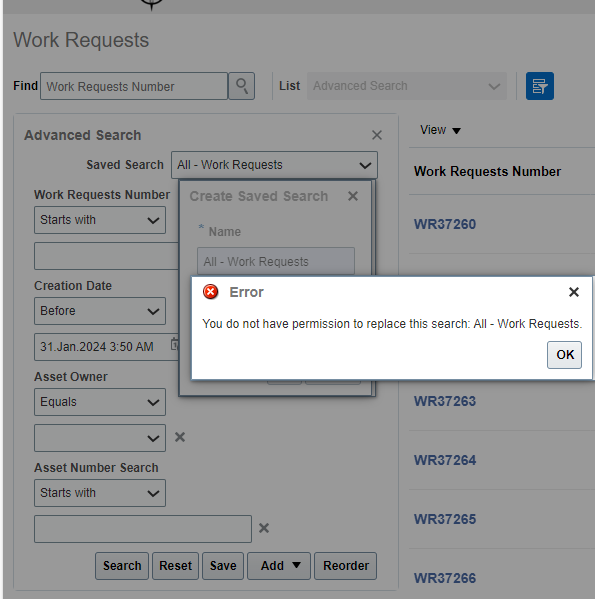 Error when adding new field to Saved Search — Cloud Customer Connect