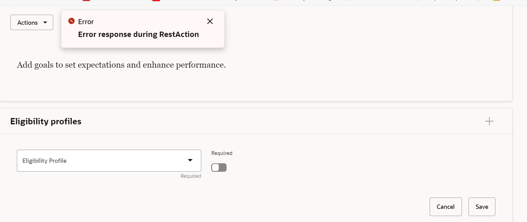 Unable To Add Year End Eligibility Profile Under 2024 Goal Plan In Goals Redwood Pages — Cloud