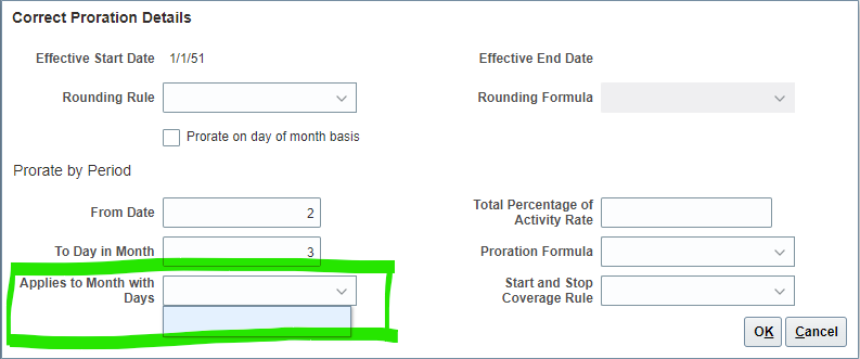 No values available in Applies to Month with Days dropdown in Partial ...