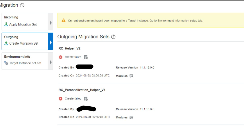 Unable to download the migration set — Cloud Customer Connect