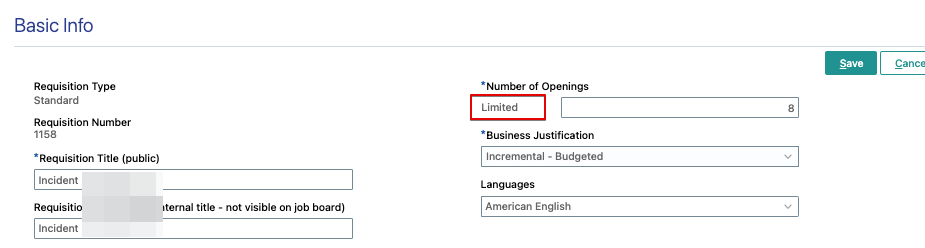 How To Hide The Unlimited Number Of Openings On The Job Requisition Details Page — Cloud