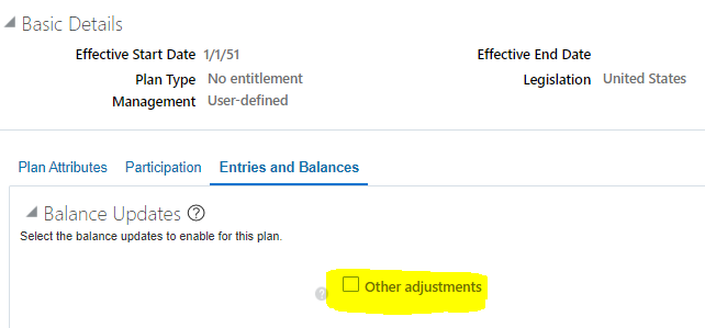 What is the purpose of Other Adjustments for No entitlement Plans ...