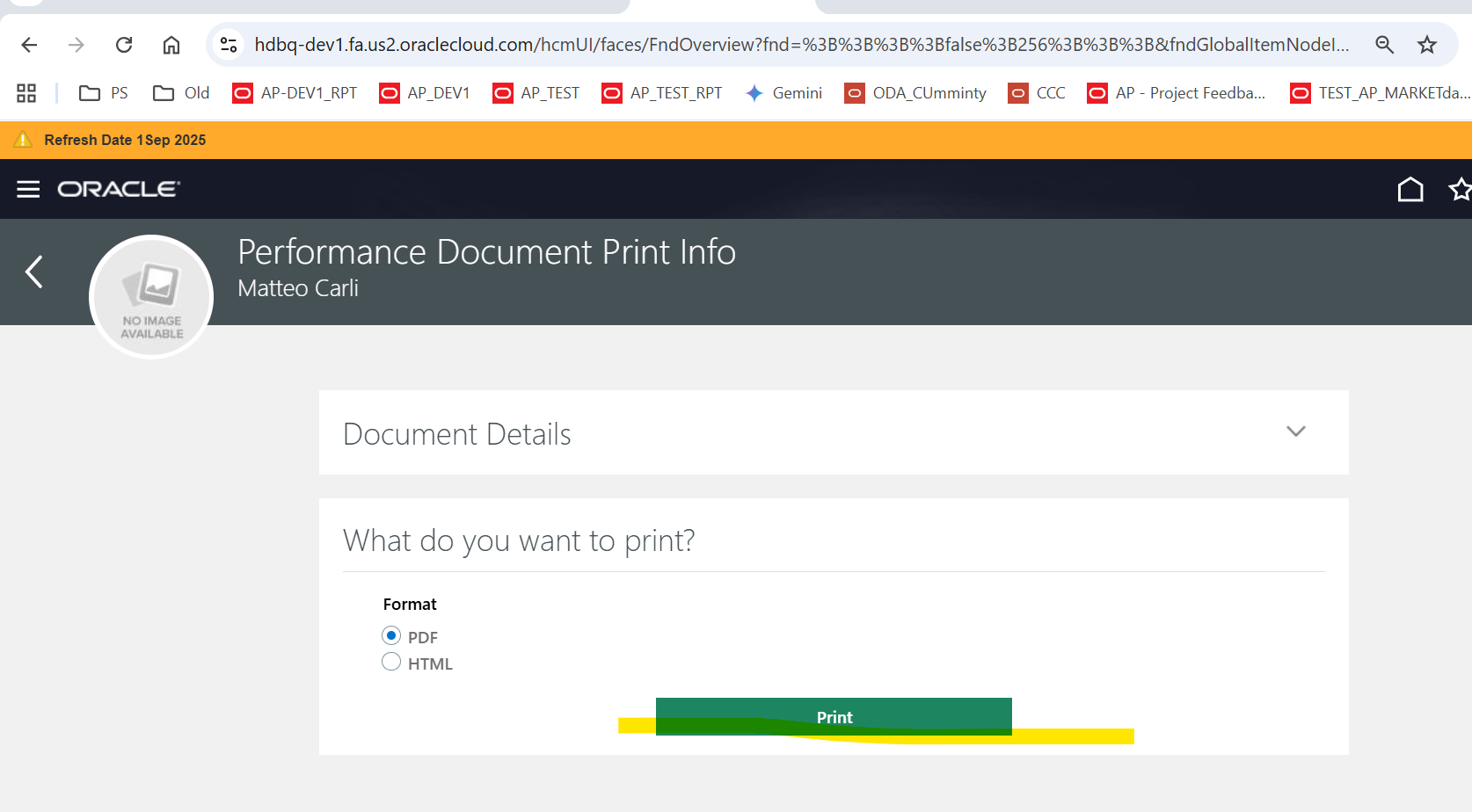 Performance document printing black background for some response ...