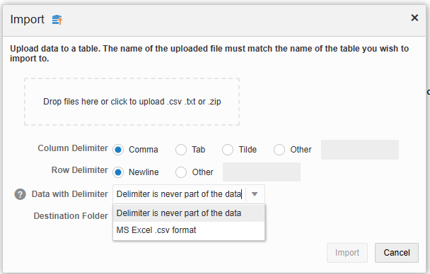 Change the default selection for "Data with Delimiter" when importing a ...